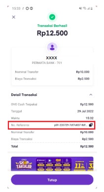 Bagaimana jika transfer dari OVO berhasil, namun belum diterima di ...